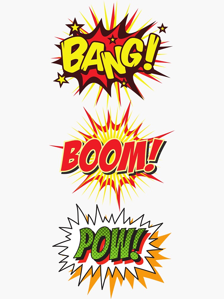 "BANG BOOM POW" Sticker for Sale by Life of Kenzie Designs | Redbubble