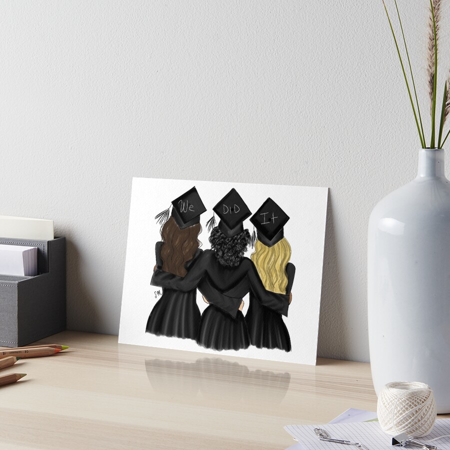 "Three Grad Best Friends - College Graduating Students" Art Board Print ...