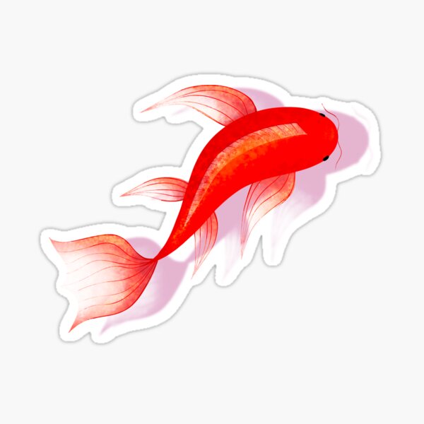 "red goldfish / koi fish " Sticker for Sale by Emo-tionalWreck | Redbubble