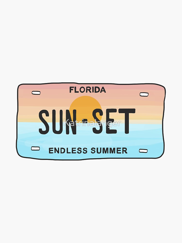 "florida sunset license plate " Sticker for Sale by Katrinalanger ...