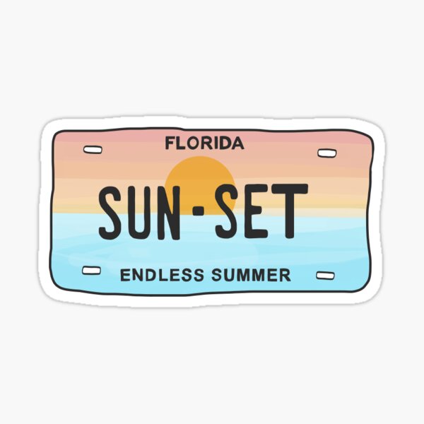 "florida sunset license plate " Sticker for Sale by Katrinalanger ...