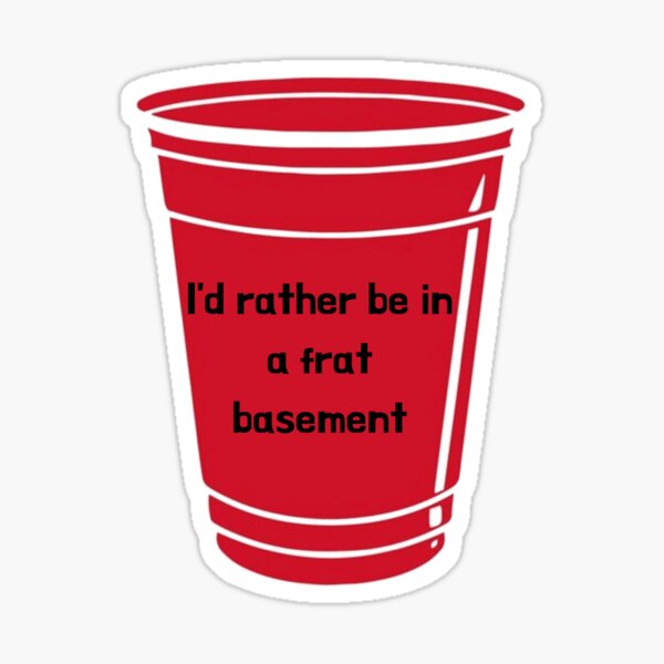 "Frat Basement " Sticker by cgreenblatt12 | Redbubble