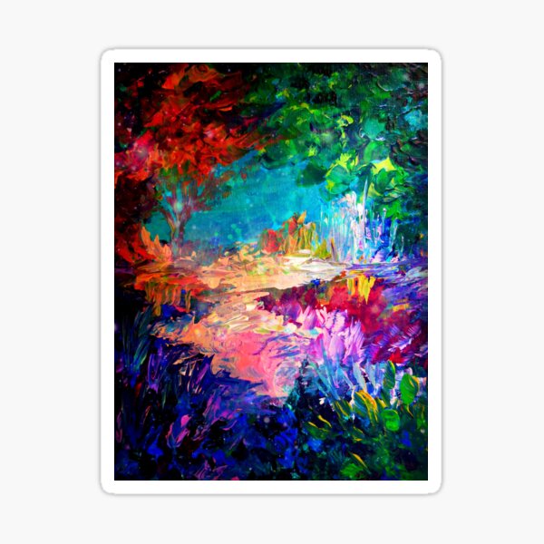 "WELCOME TO UTOPIA Bold Rainbow Multicolor Abstract Painting Forest ...