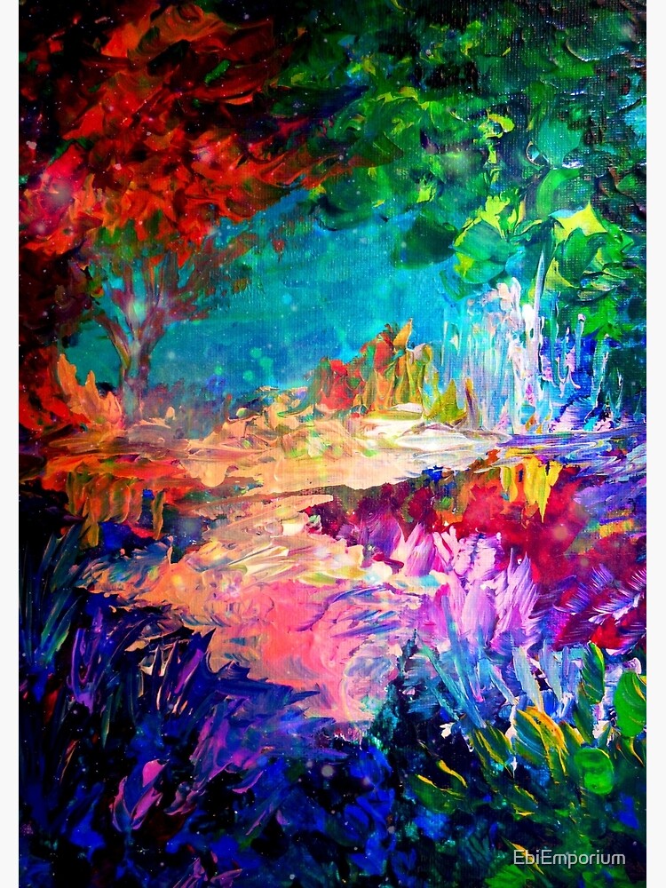 "WELCOME TO UTOPIA Bold Rainbow Multicolor Abstract Painting Forest ...