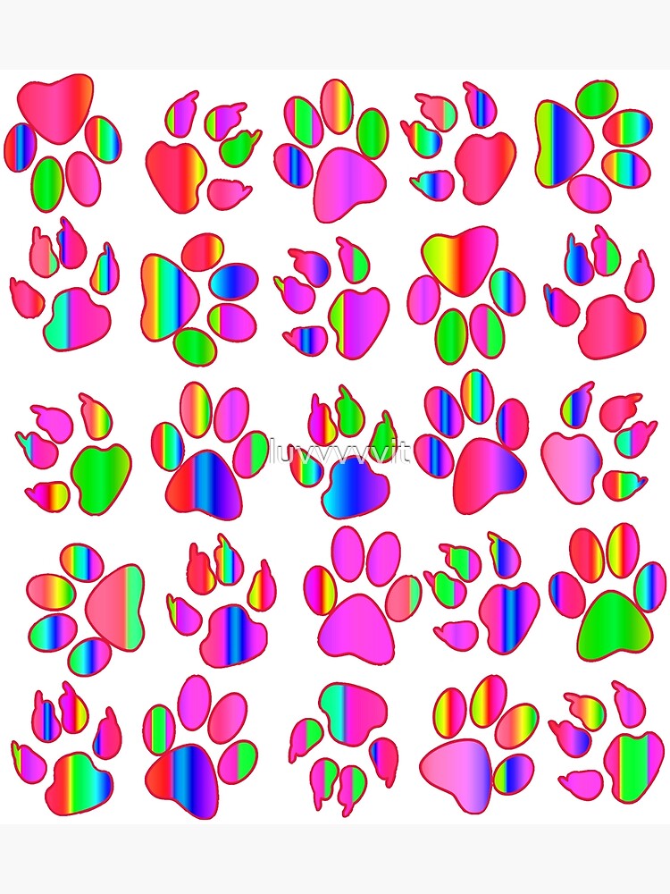 "Rainbow Paw Prints colourful animal paws design" Photographic Print by ...