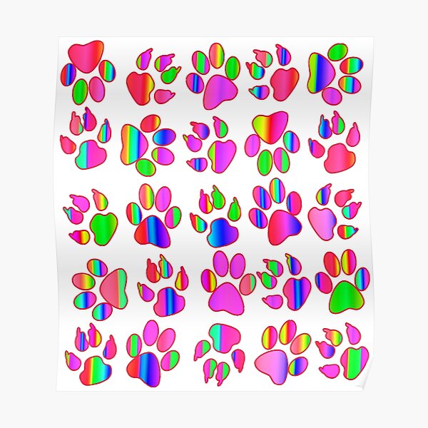 "Rainbow Paw Prints colourful animal paws design" Poster by luvvvvvit ...