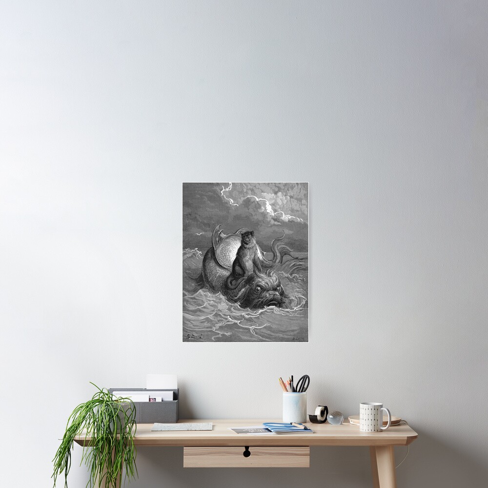 "The Monkey Rides The Dolphin" Poster for Sale by TheWhiteBear | Redbubble