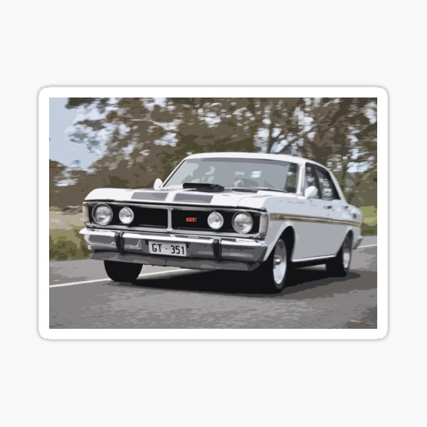"Ford XY GT 351 Hills Cruising" Sticker by radestilo | Redbubble