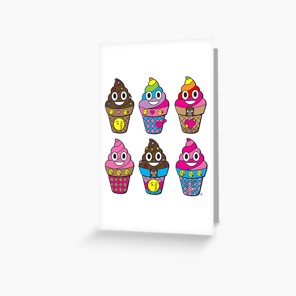 "Emoji Poop Ice Cream Rainbow " Greeting Card by DaniKates | Redbubble
