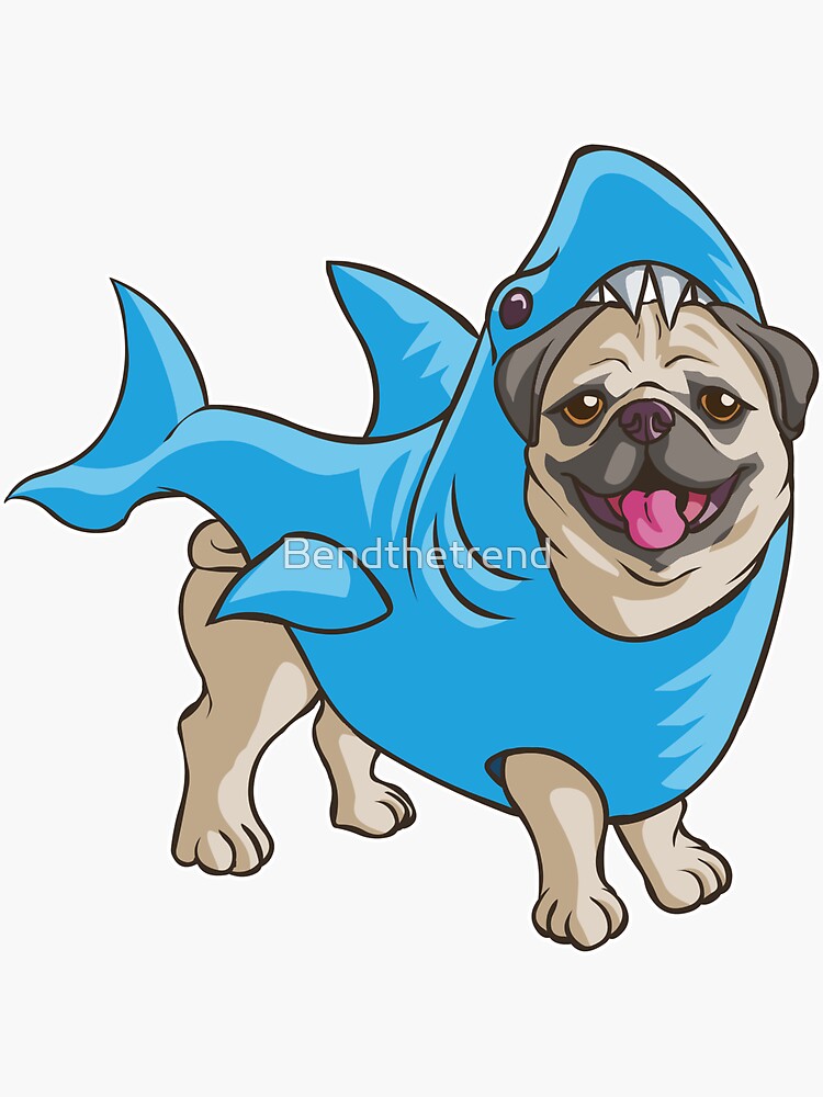 "Pug Shark Suit" Sticker for Sale by Bendthetrend | Redbubble