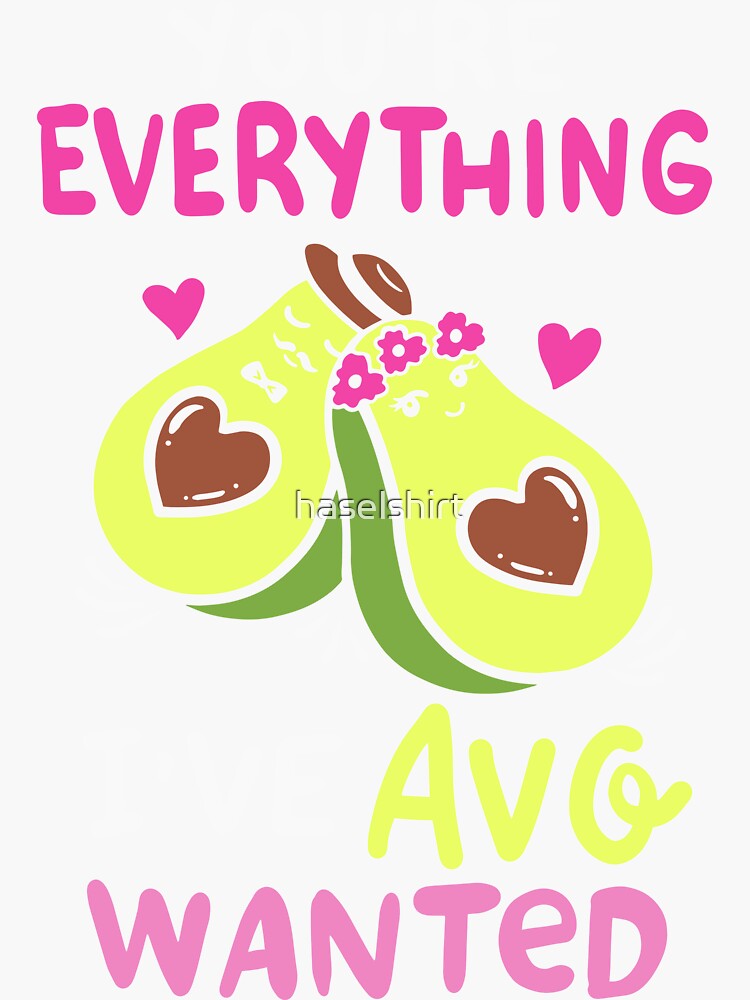 "Avo Wanted Vegan Avocado Valentine's Hearts Day" Sticker by haselshirt ...