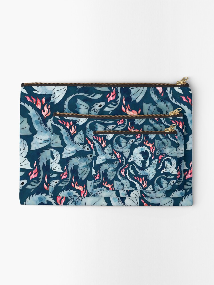 "Dragon fire dark blue" Zipper Pouch for Sale by adenaJ | Redbubble