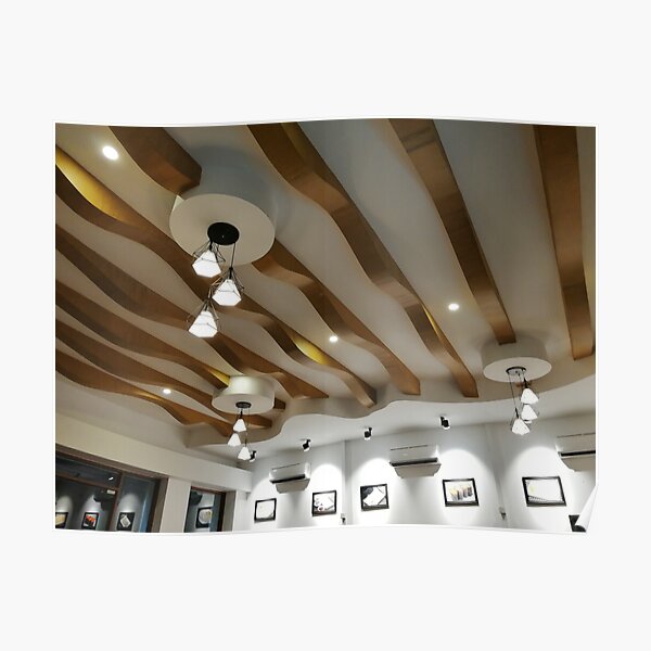 "Modern ceiling design, light fixtures and copy space" Poster for Sale ...