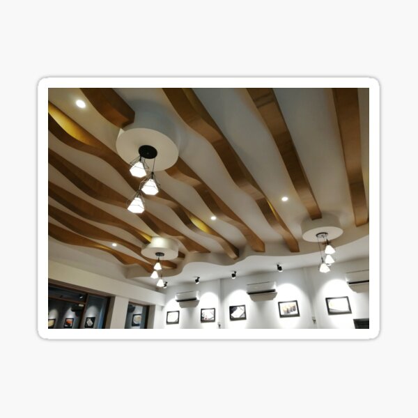 "Modern ceiling design, light fixtures and copy space" Sticker by ...