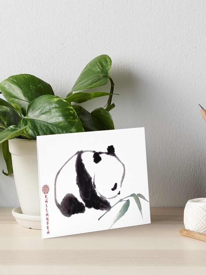 "Chinese ink painting - panda with bamboo - ink painting panda boy" Art ...