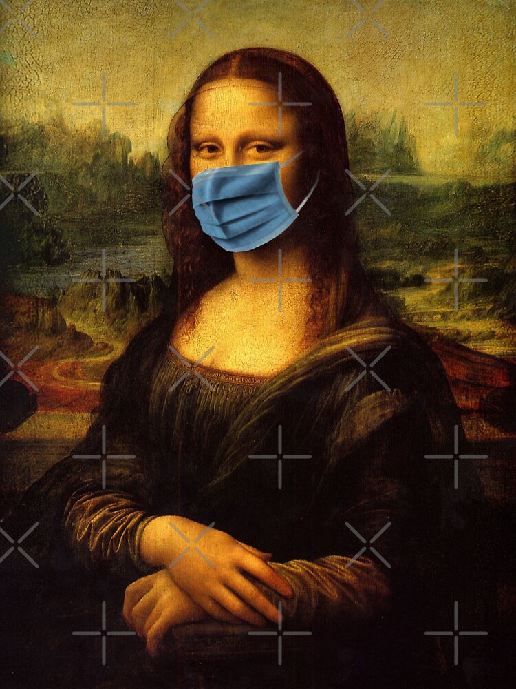 "Mona Lisa with Mask" Sticker for Sale by goldenanchor | Redbubble