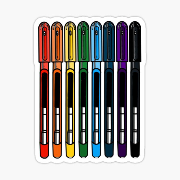 "Rainbow gel pens" Sticker by Inkouragements | Redbubble