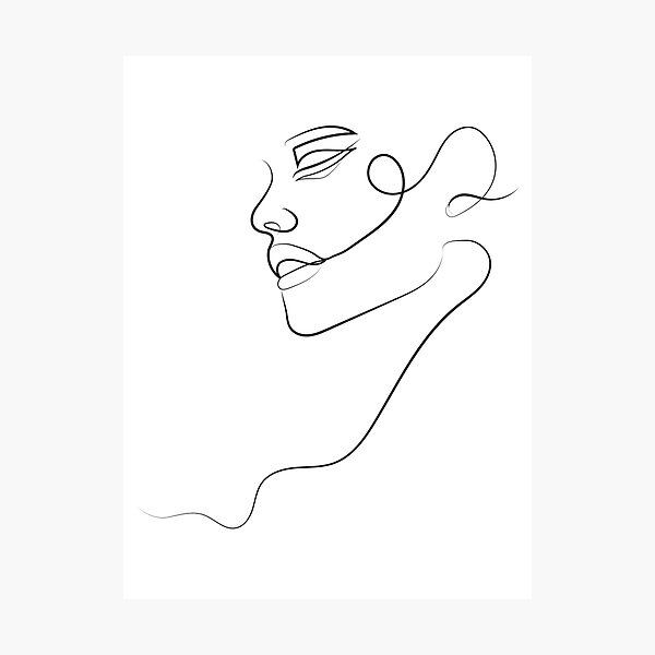 "Simple Minimalist One Line Female Face" Photographic Print by Valeria ...