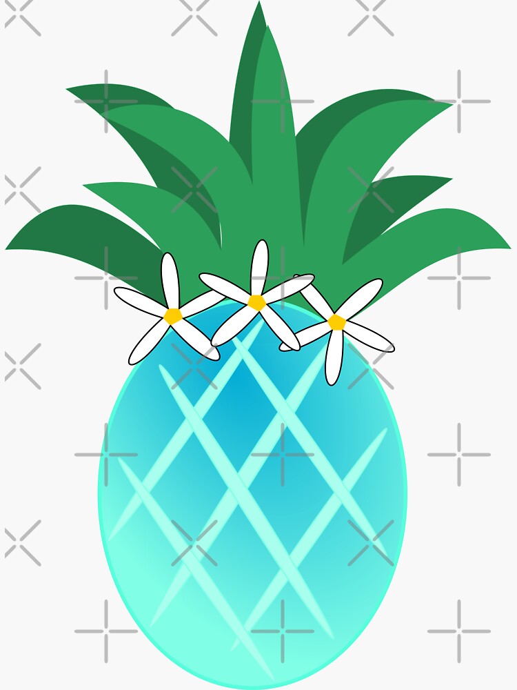 "Cute teal Blue Pop culture vsco pineapple wearing daisy flower crown ...