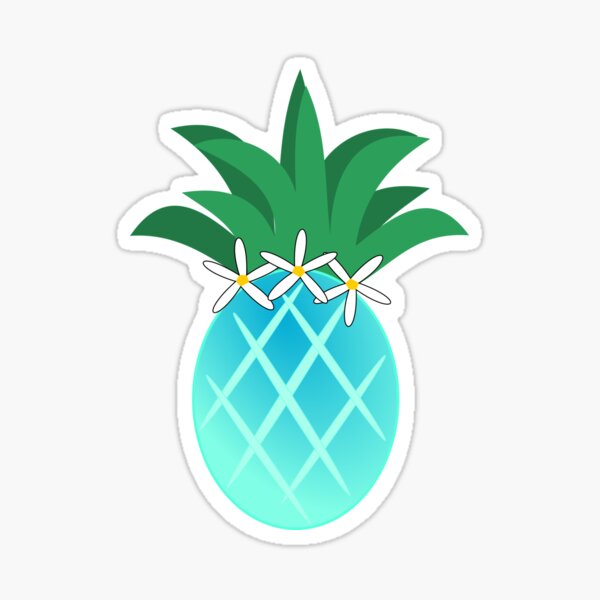 "Cute teal Blue Pop culture vsco pineapple wearing daisy flower crown ...