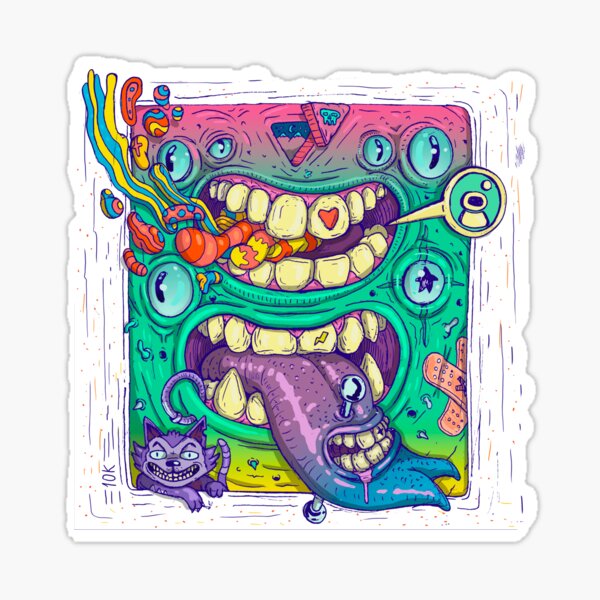 "monster face mutant" Sticker by Ilustronauta | Redbubble