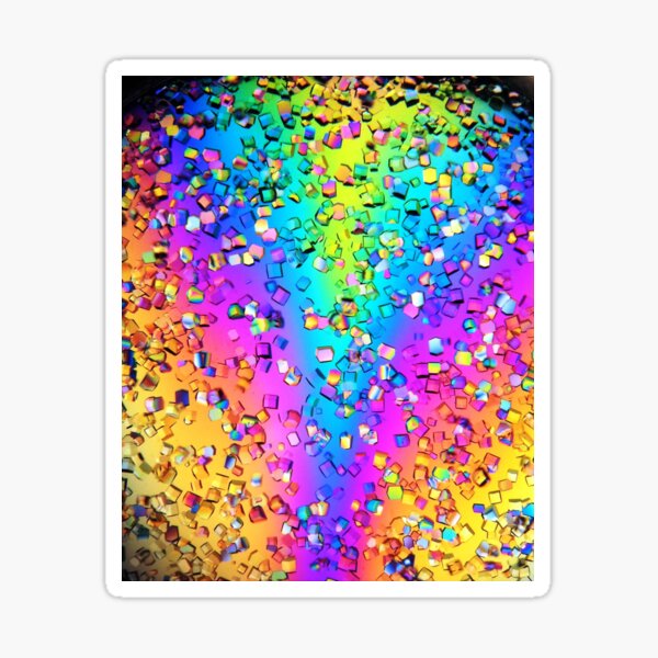 "Crystalline Rainbow Under the Microscope" Sticker by Bibliodude ...