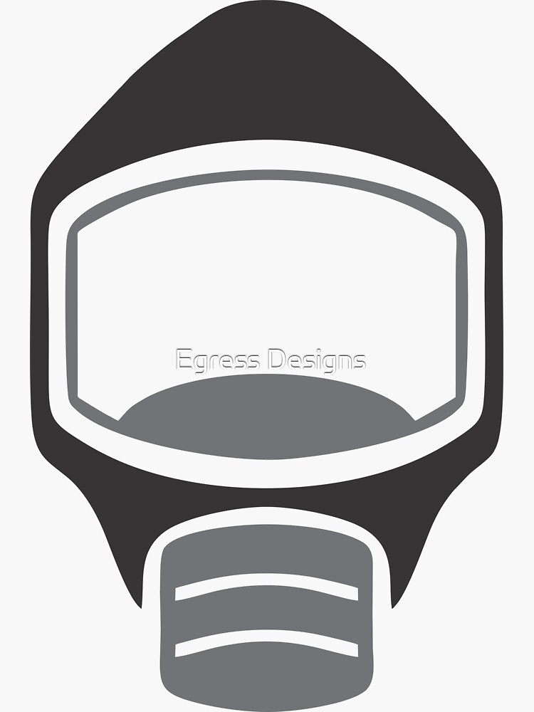 "Emergency Escape Mask (or Smoke Hood, or Gas Mask) Sign" Sticker by ...