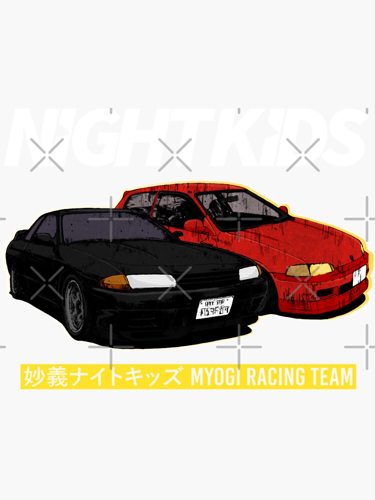 "Initial D - Night Kids Print" Sticker by giratina13 | Redbubble