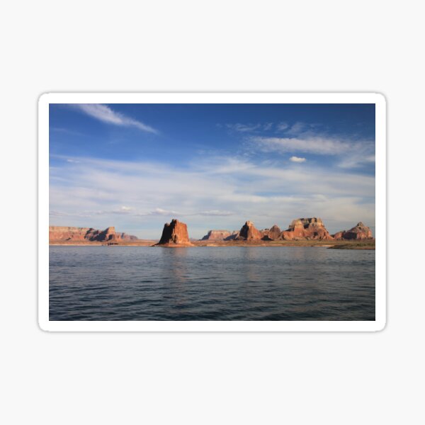 " Rock on the shore and blue sky: Lake Powell" Sticker by Jelisandie ...