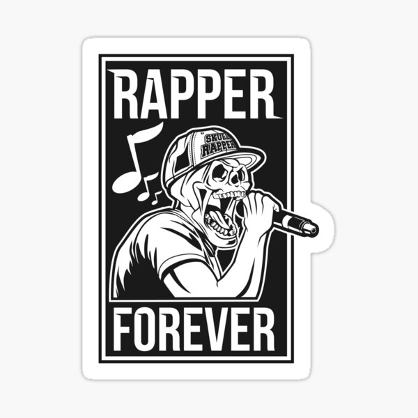 "SKULL RAPPER black and white " Sticker for Sale by BeanBeardy | Redbubble