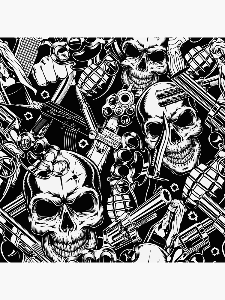 "Skull, Guns and Ammo Pattern" Poster for Sale by Roarshack Designs ...