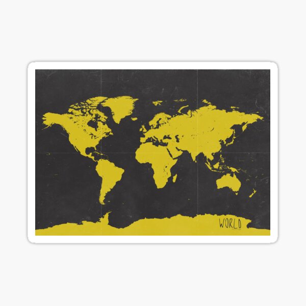 "World stylish map Yellow Black" Sticker by Pranatheory | Redbubble