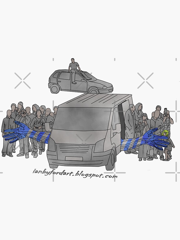 "crowd control " Sticker by IanByfordArt | Redbubble