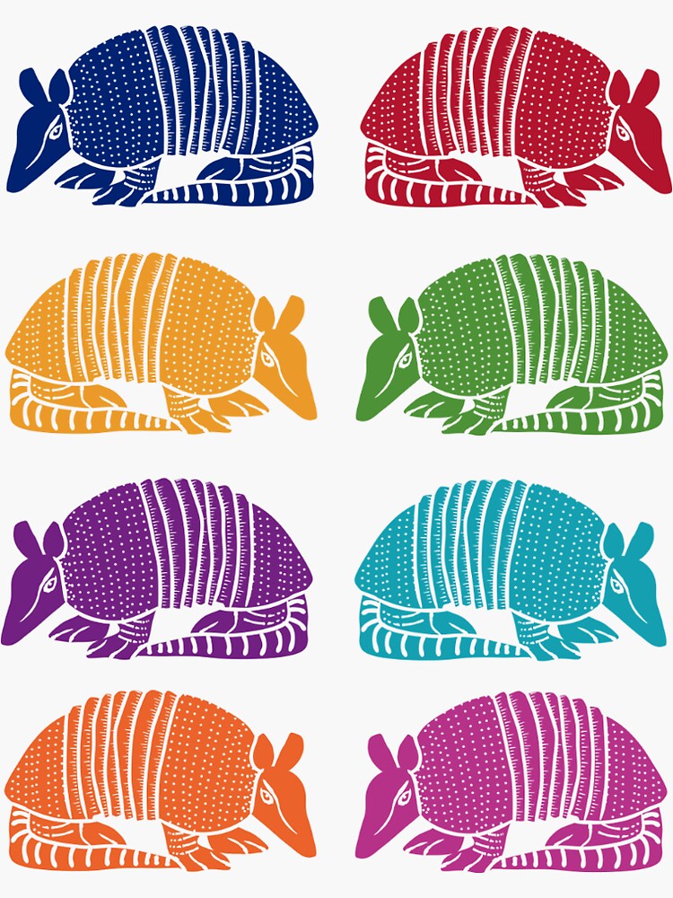 "Armadillos Rainbow Colored Pattern" Sticker for Sale by ...
