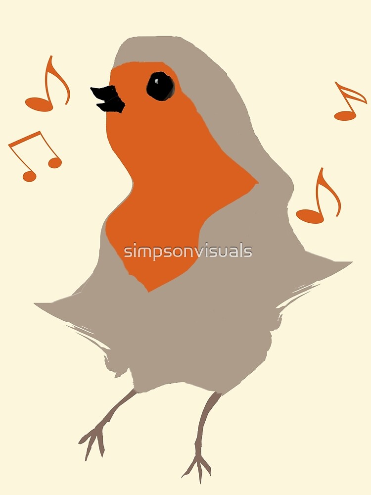 "Rockin' Robin Bird Singing Cartoon" by simpsonvisuals | Redbubble