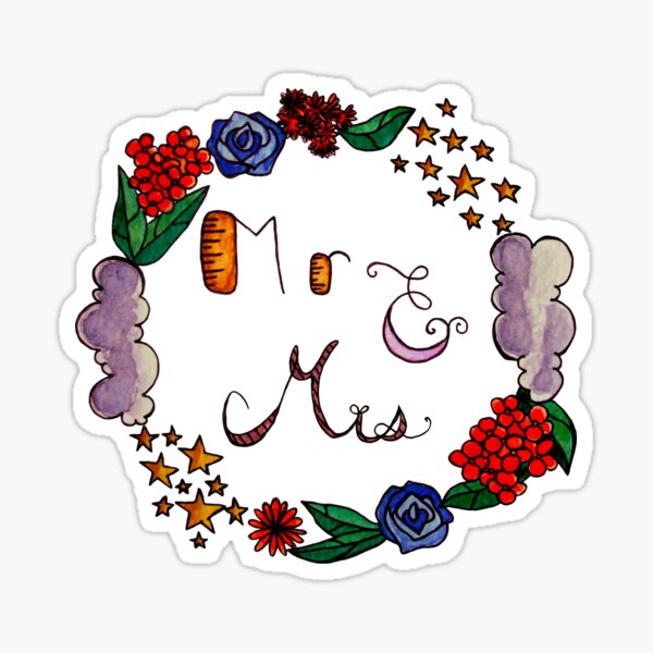 "Mr and Mrs" Sticker by sidneybriarts | Redbubble