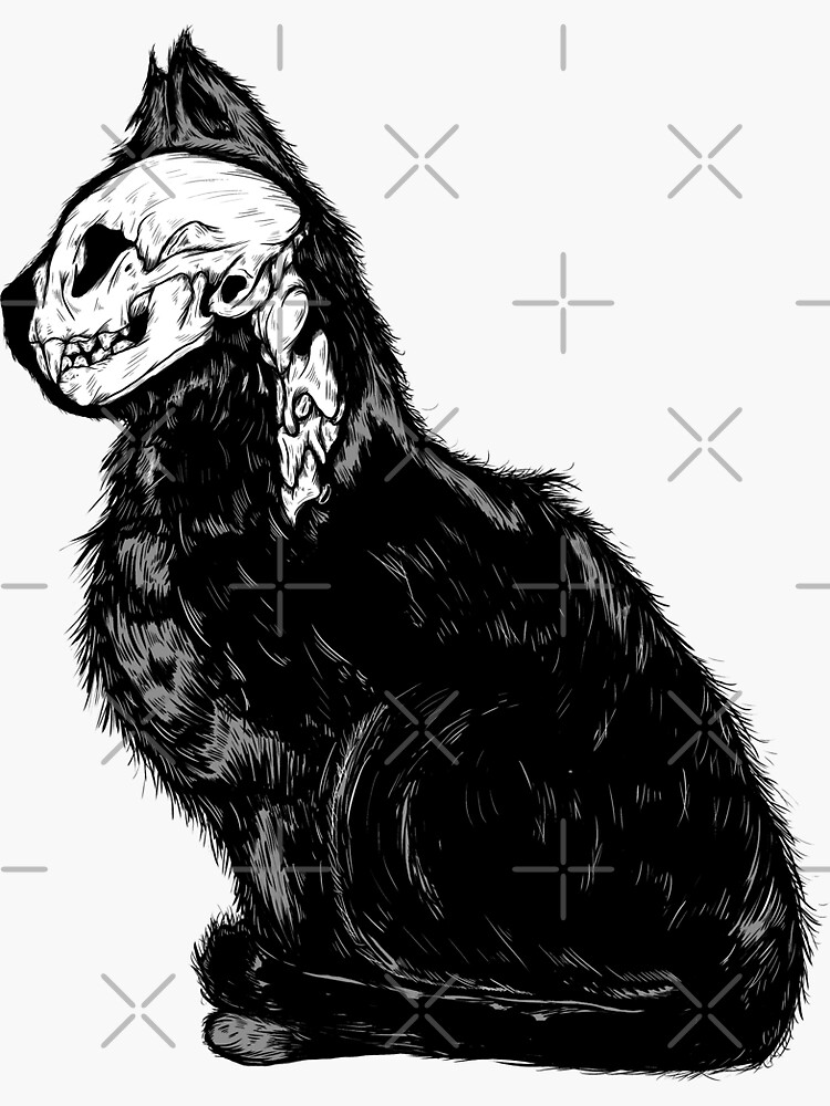 "Kitty Cat Skull" Sticker for Sale by Jess Adams | Redbubble