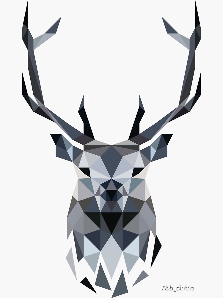 "Grey Geometric Stag - Low Poly" Sticker for Sale by Abbysinthe | Redbubble