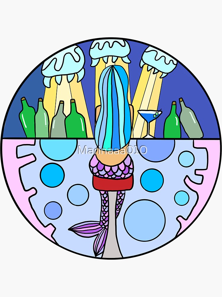 "Mermaid at Bar" Sticker for Sale by Marinaaa010 | Redbubble