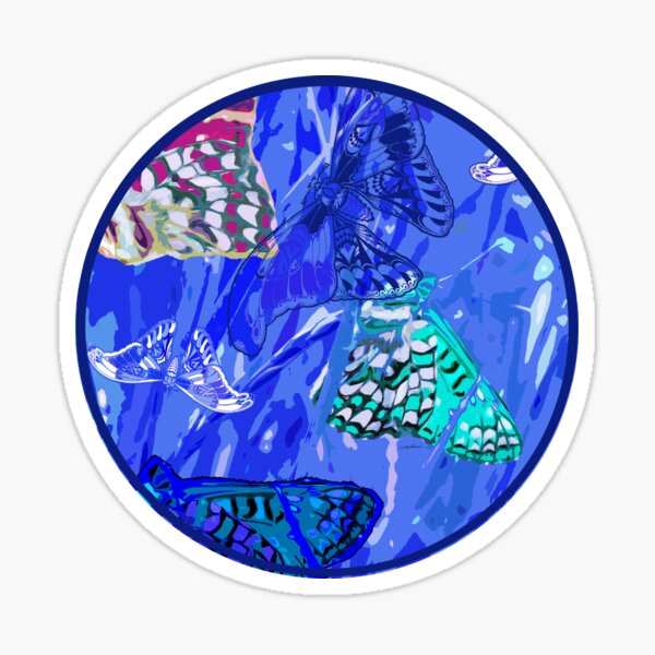"Butterflies Blue in Migration" Sticker by PolkaDotStudio | Redbubble