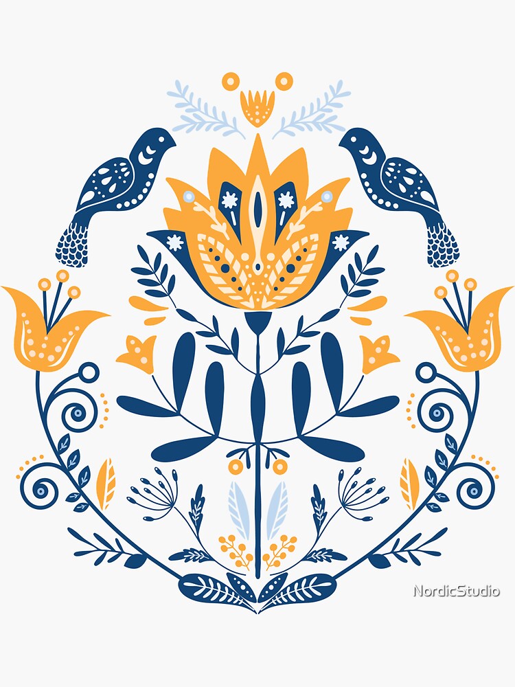 "Scandinavian Folk Study 010" Sticker by NordicStudio | Redbubble