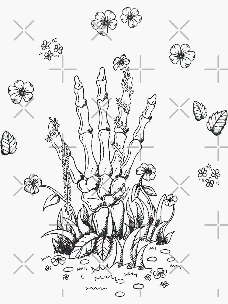 "Lo-fi Skeleton Hand" Sticker by Livthepotato82 | Redbubble