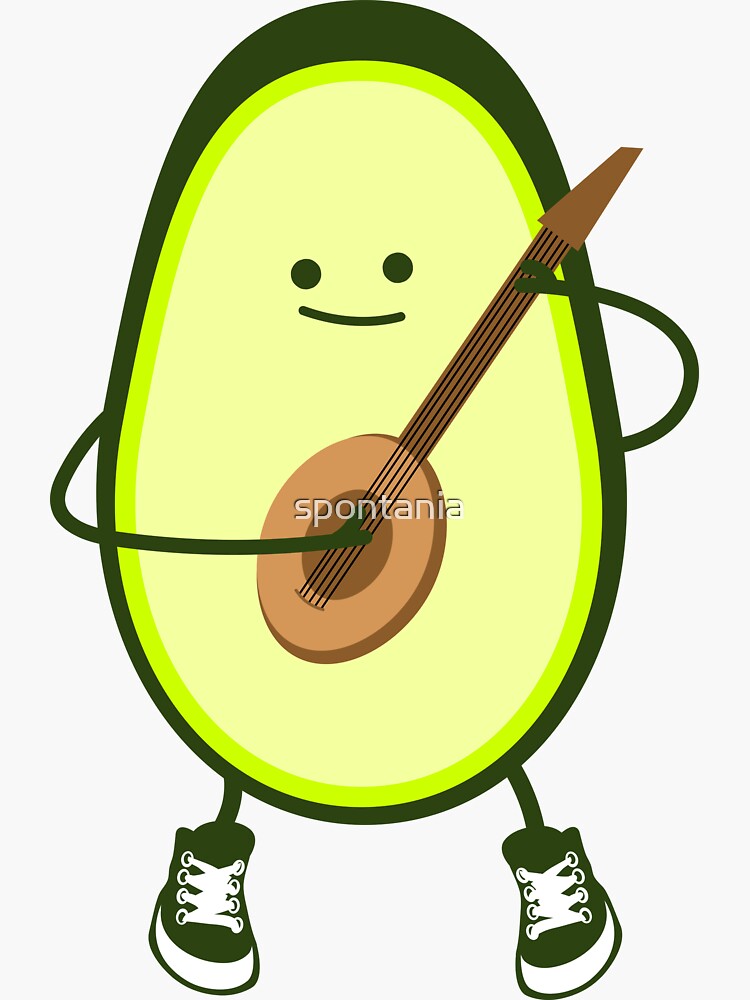 "Avocado with guitar" Sticker for Sale by spontania | Redbubble