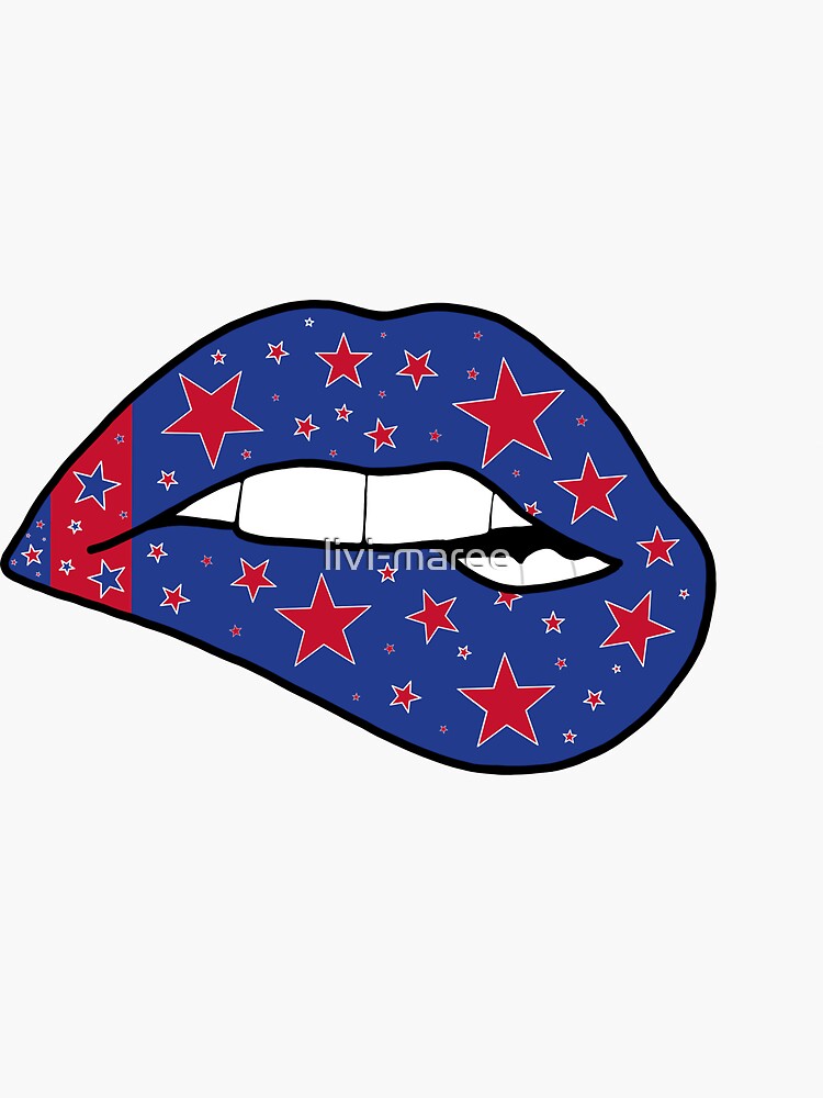 "blue and red star lips" Sticker by livi-maree | Redbubble