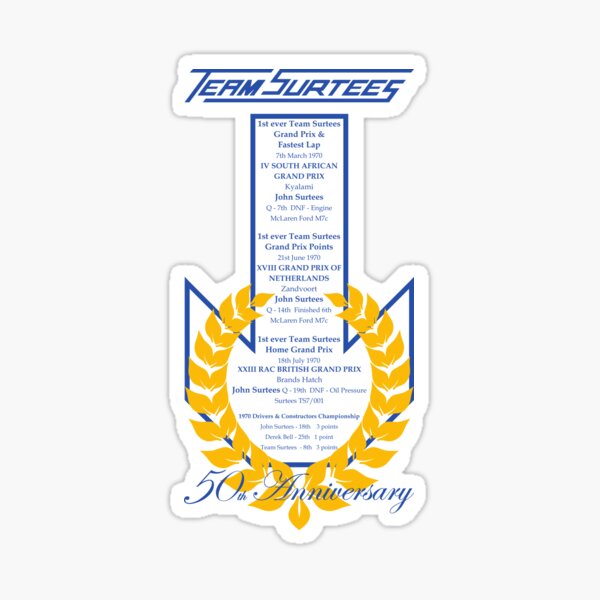 Pegatina « John Surtees, que había cambiado de campeón mundial de ...