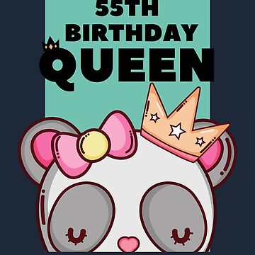 "55th birthday queen cute panda, 55 years old birthday for woman, wife ...