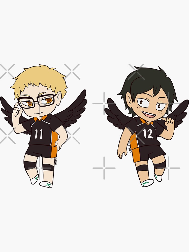 "Tsukishima and Yamaguchi sticker set" Sticker for Sale by pepodesigns ...