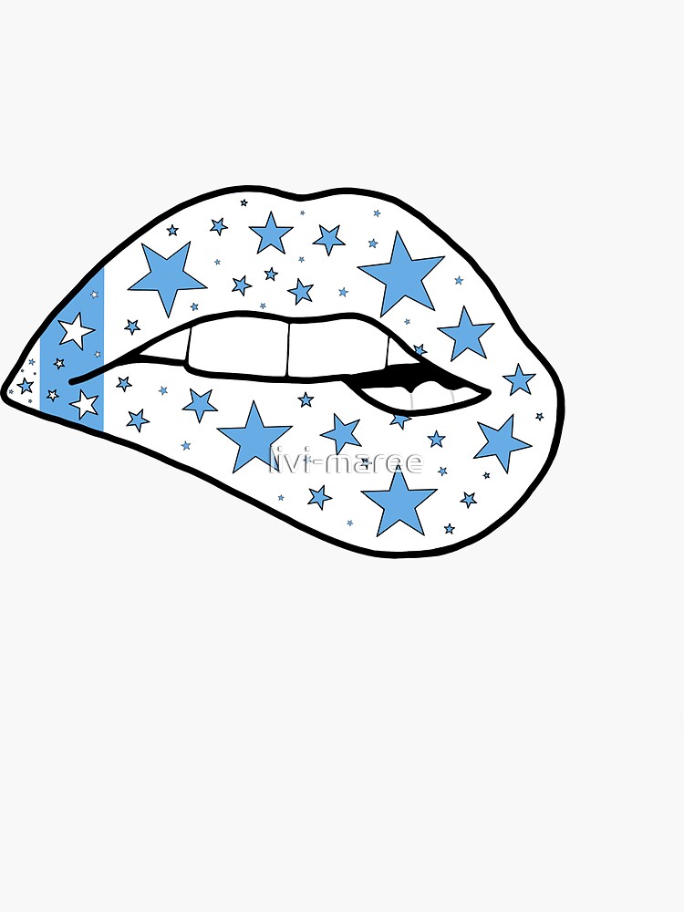 "white and light blue star lips" Sticker by livi-maree | Redbubble