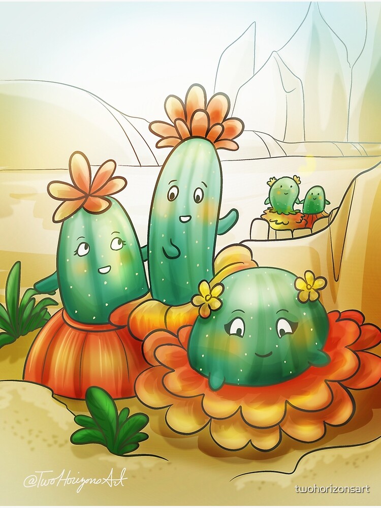 "Dancing cacti " Poster by twohorizonsart | Redbubble