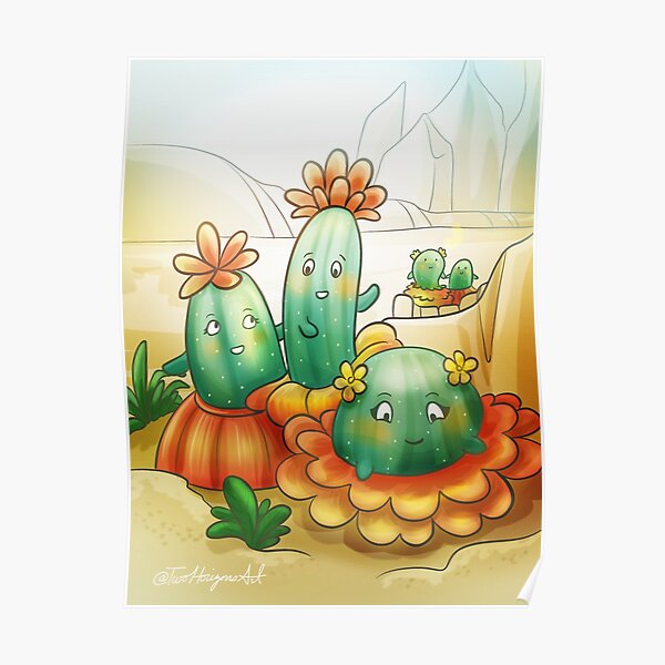 "Dancing cacti " Poster by twohorizonsart | Redbubble